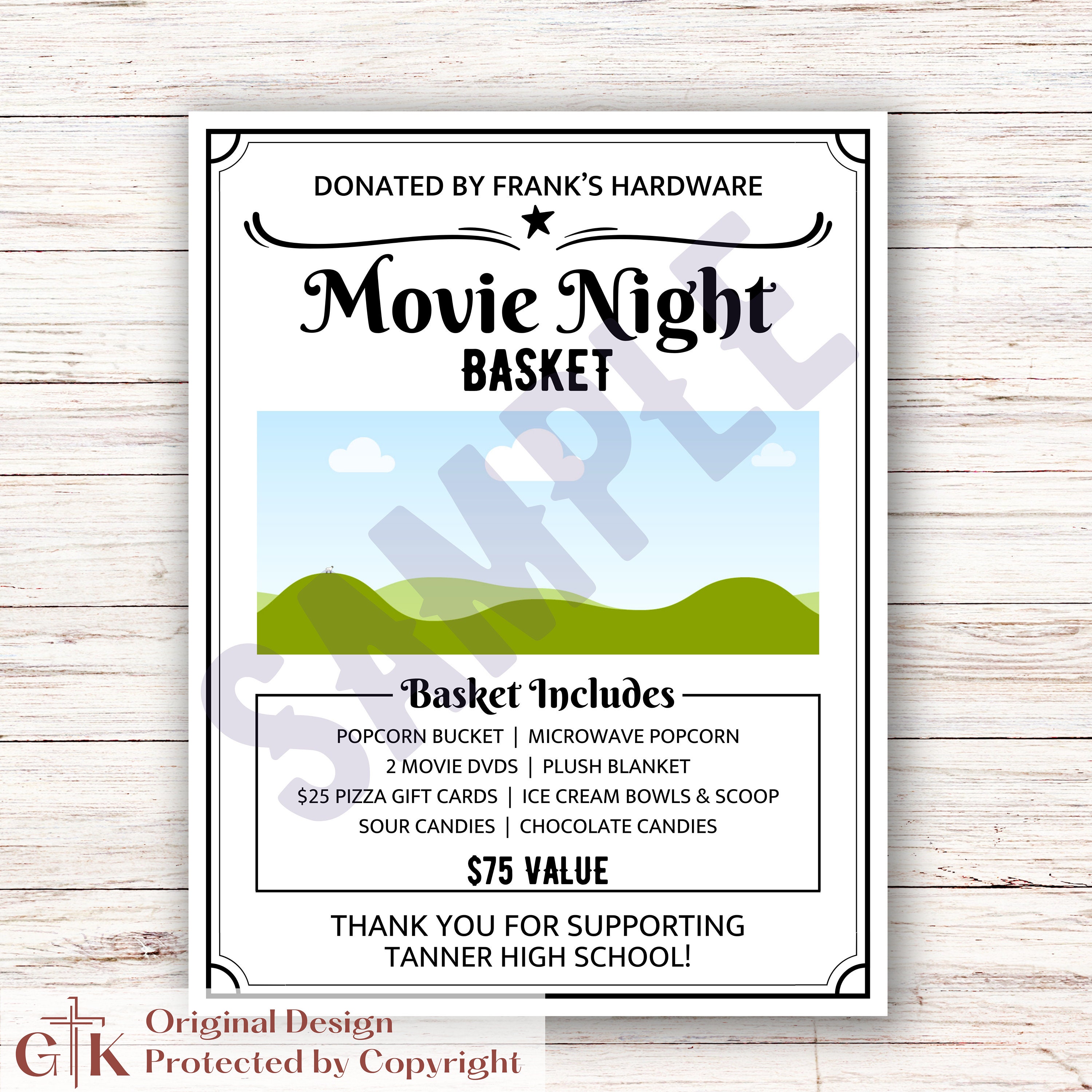 Silent Auction Item Sign Template With Photos | Auction Item Template ...