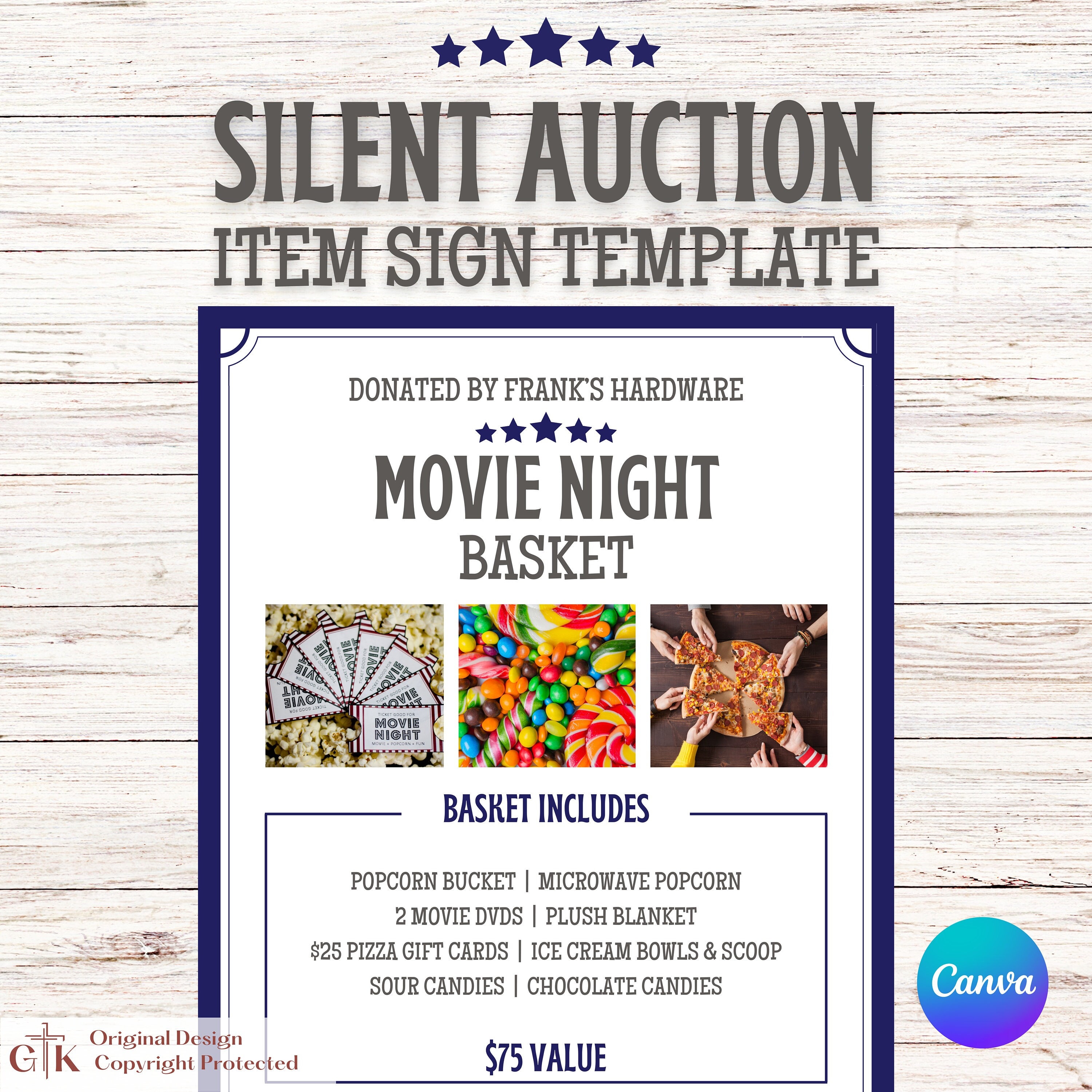 Silent Auction Item Sign Template | Auction Item Template | Silent ...