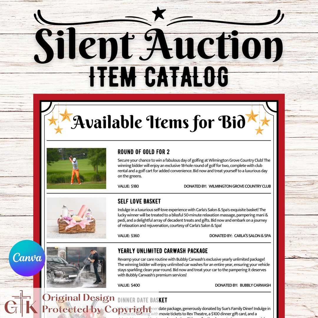 Auction Catalog Template | Red Carpet Auction Item Template Catalog ...
