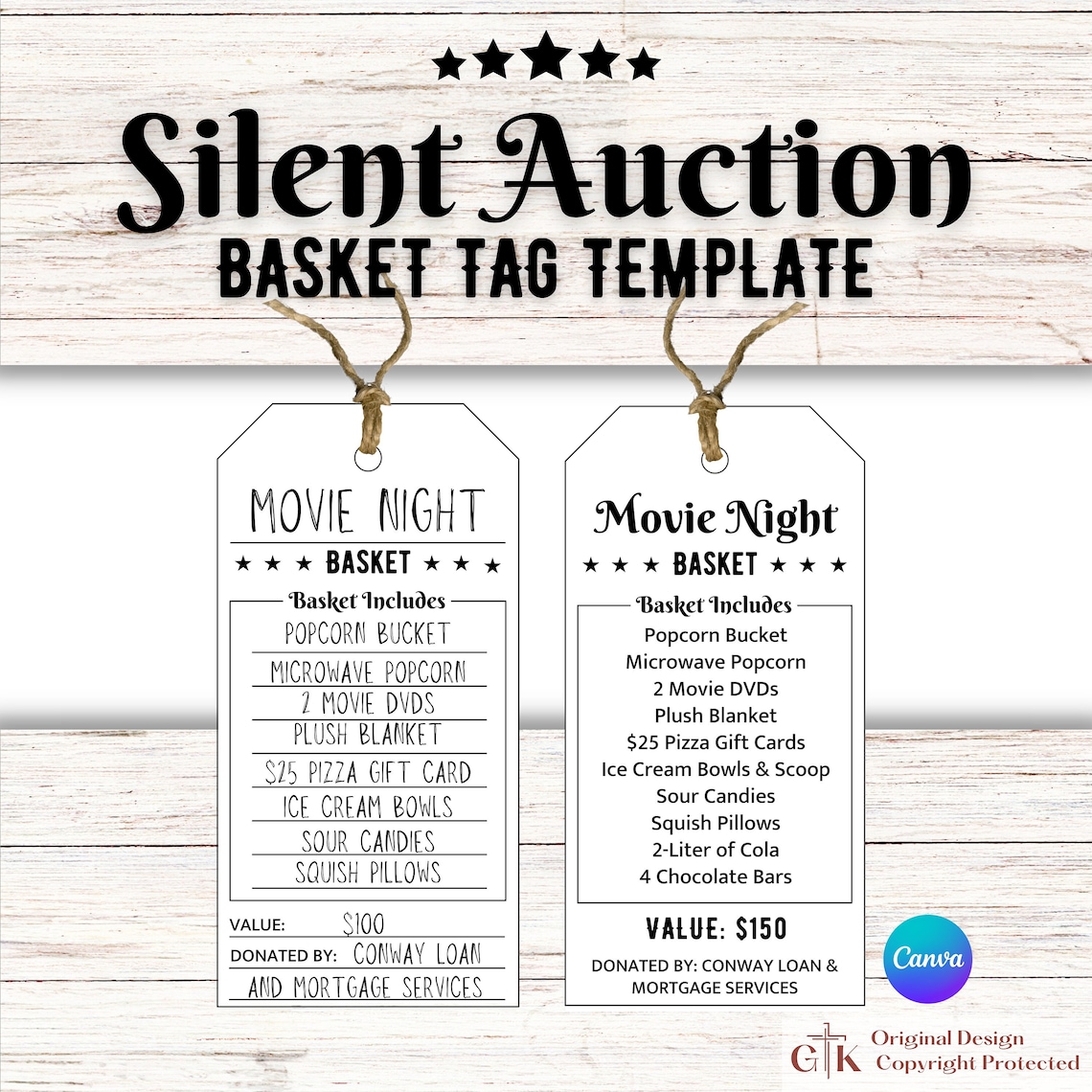 Silent Auction Basket Tags Editable | Silent Auction Sheet | Auction ...