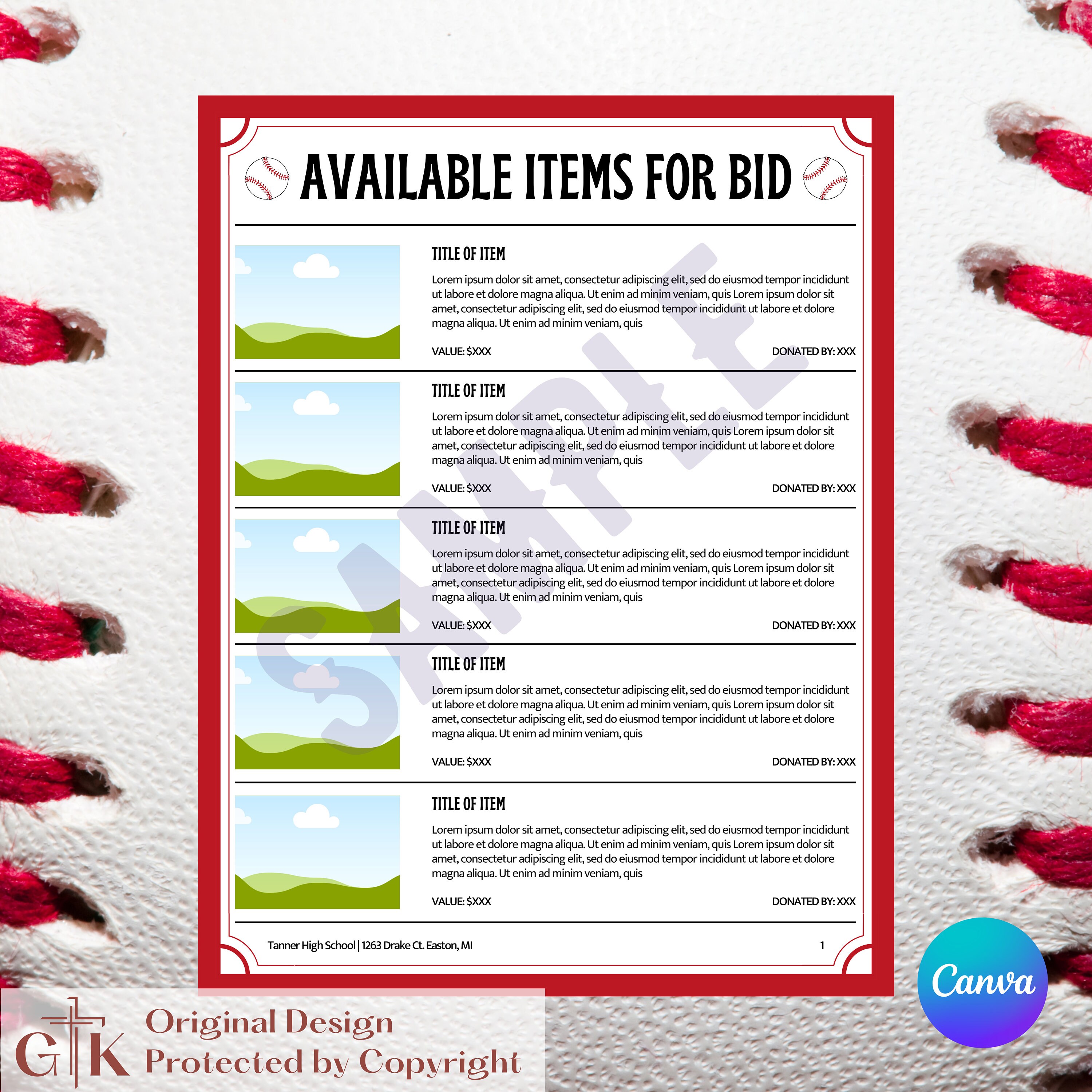 Baseball Auction Catalog Template | Auction Item Template Catalog ...