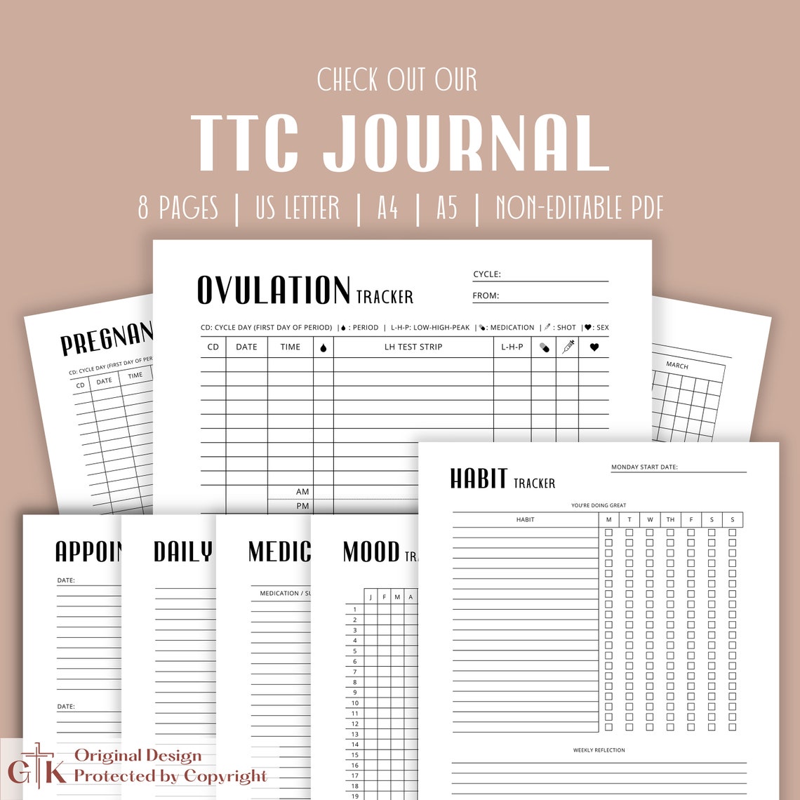 Printable Pregnancy Test Tracker TTC Journal Pregnancy Tracker TTC ...