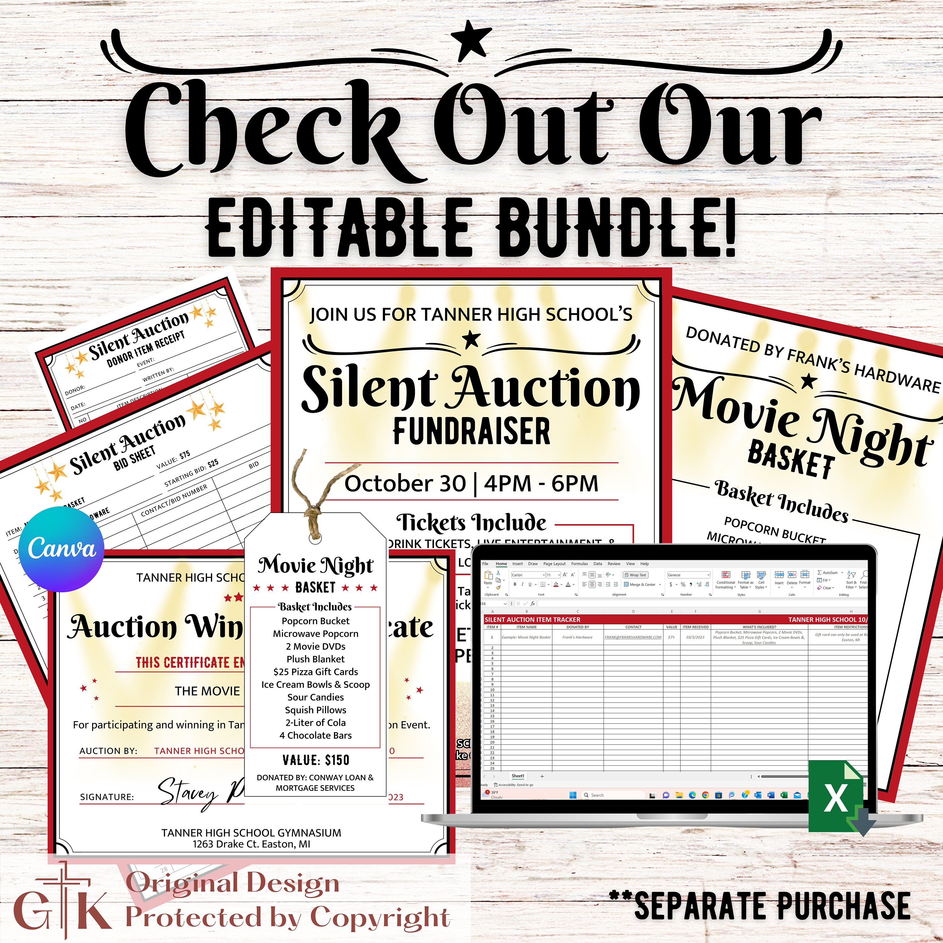 Silent Auction Bid Sheet Silent Auction Sheet Auction Bid Cards Silent ...