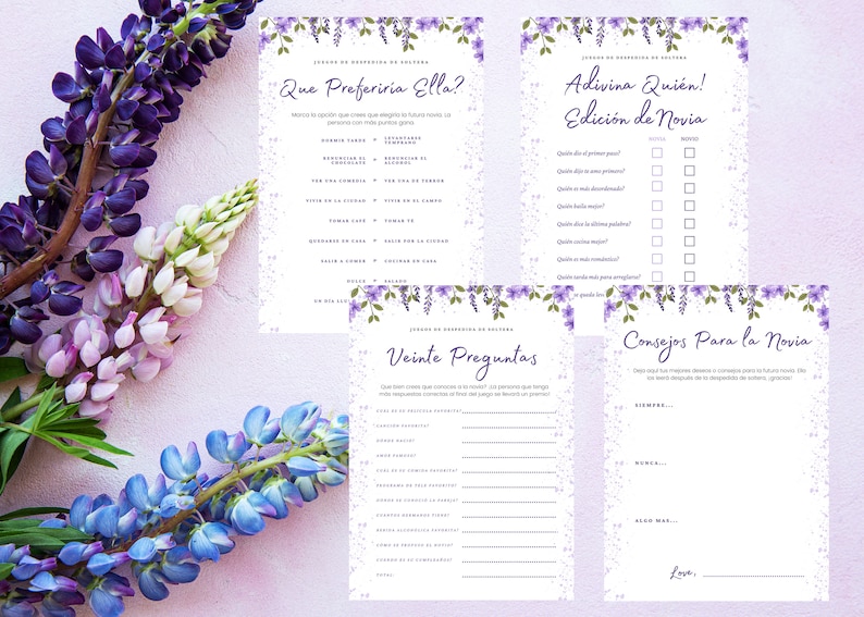 Spanish and English Bridal Shower Games Set, Despedida De Soltera ...