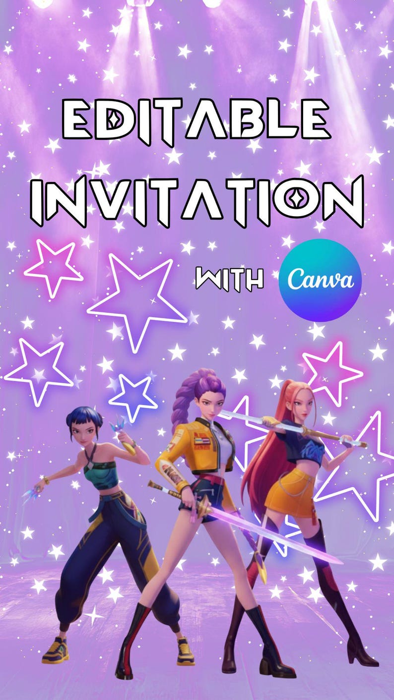 Kpop Demon Hunters Animated Digital Invitation, K-pop Digital Invite ...