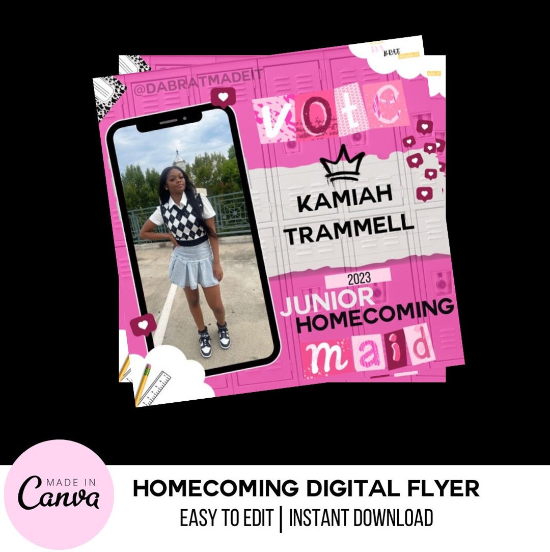 Homecoming Queen, Vote Homecoming Flyer, Class Campaign Flyer, DIY ...