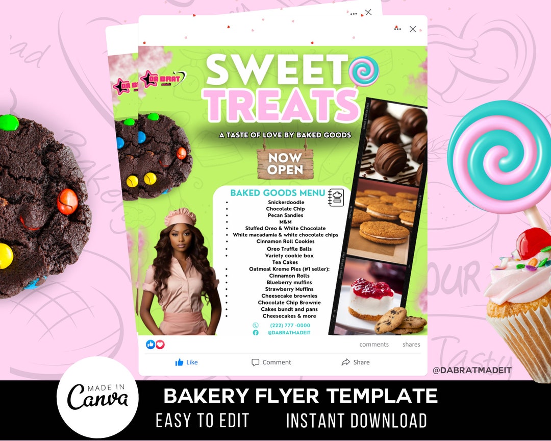 Bakery Flyer, DIY Flyer Template Design, Tasty Pastry Flyer, Sweet ...