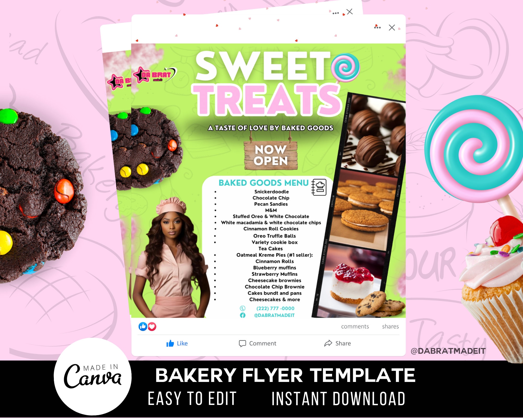Bakery Flyer, DIY Flyer Template Design, Tasty Pastry Flyer, Sweet ...