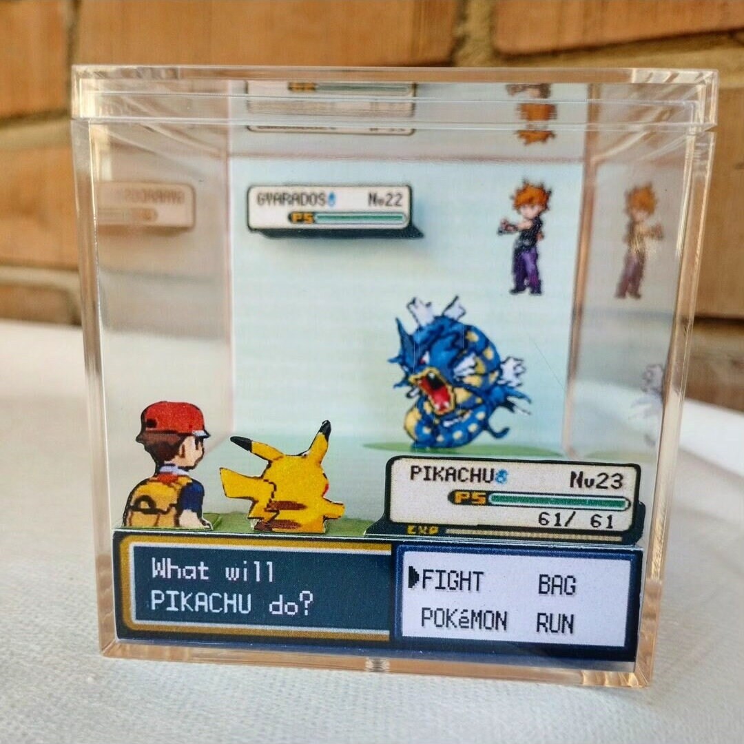 POKEMON Diorama Combat Cube 3D Pikachu Vs Gyarados Miniature Video Game ...