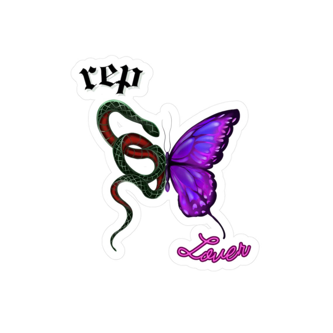 Taylor Sticker Rep Snake Love Butterfly Water Bottle Sticker - Etsy