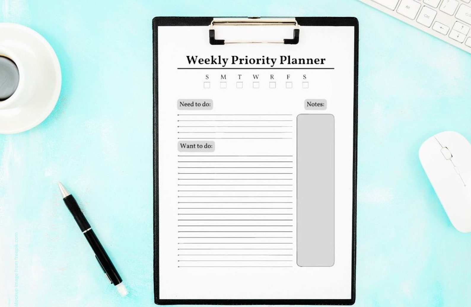Printable Weekly Priority Planner Sheet -- Simple Design - Etsy
