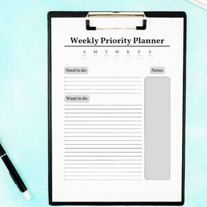 Printable Weekly Priority Planner Sheet -- Simple Design - Etsy