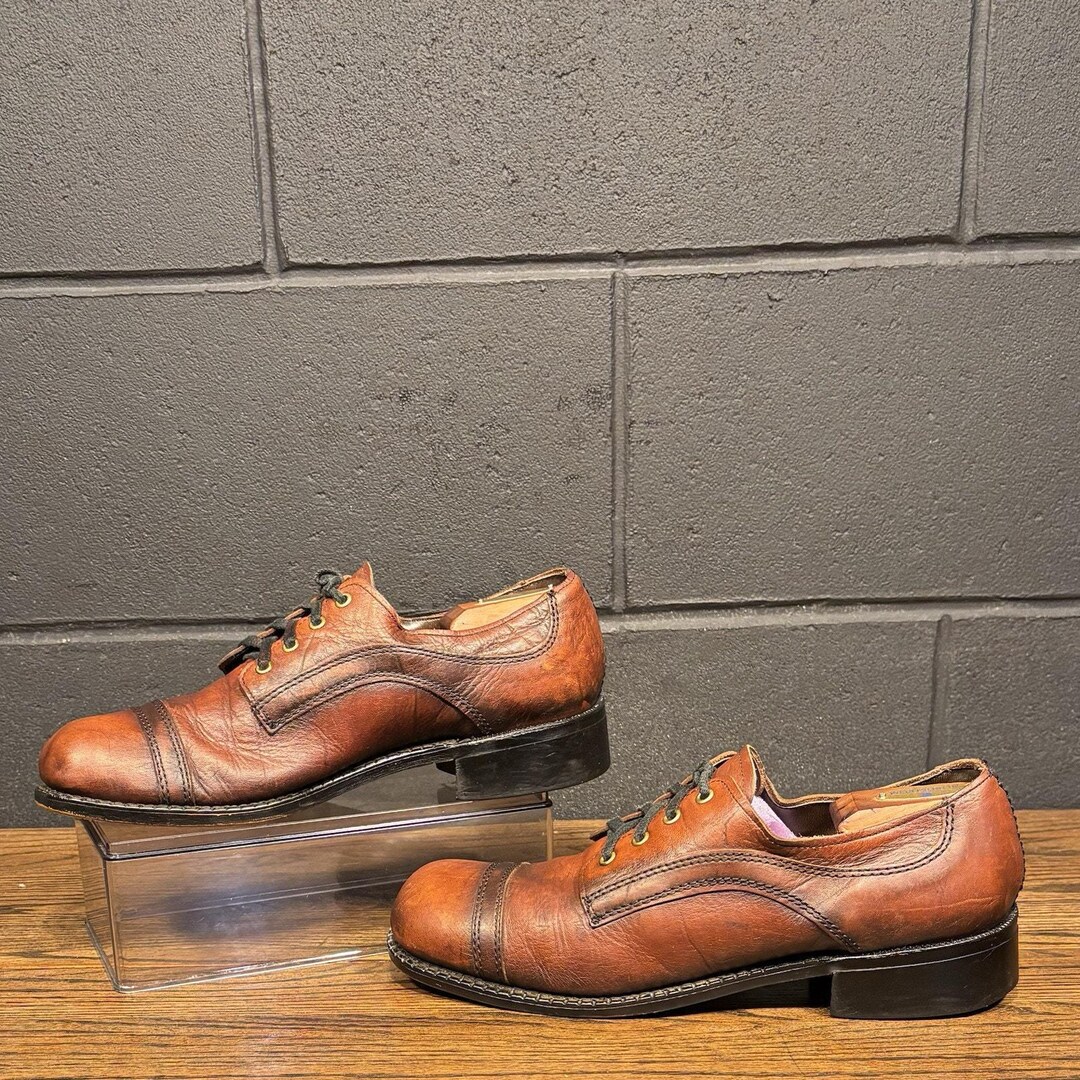 60’s Vintage Morgan Quinn Brown Leather Square Toe Oxford Shoes Men’s ...