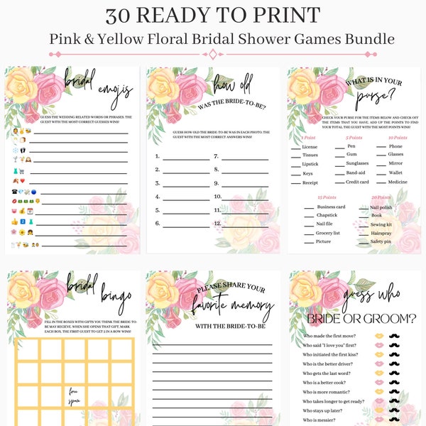 Pink Bridal Shower Games - Etsy