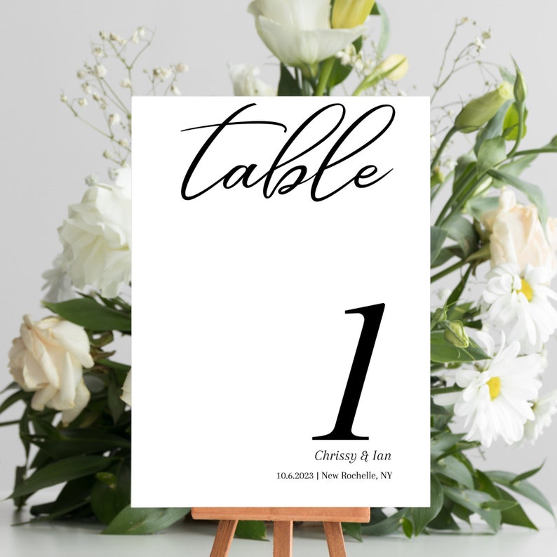 Minimalist Black Offset Table Number Set Editable Table Numbers Wedding ...