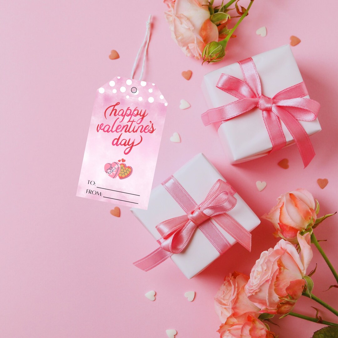 Happy Valentine's Day Gift Tag Valentine's Day Chocolate Gift Tags ...