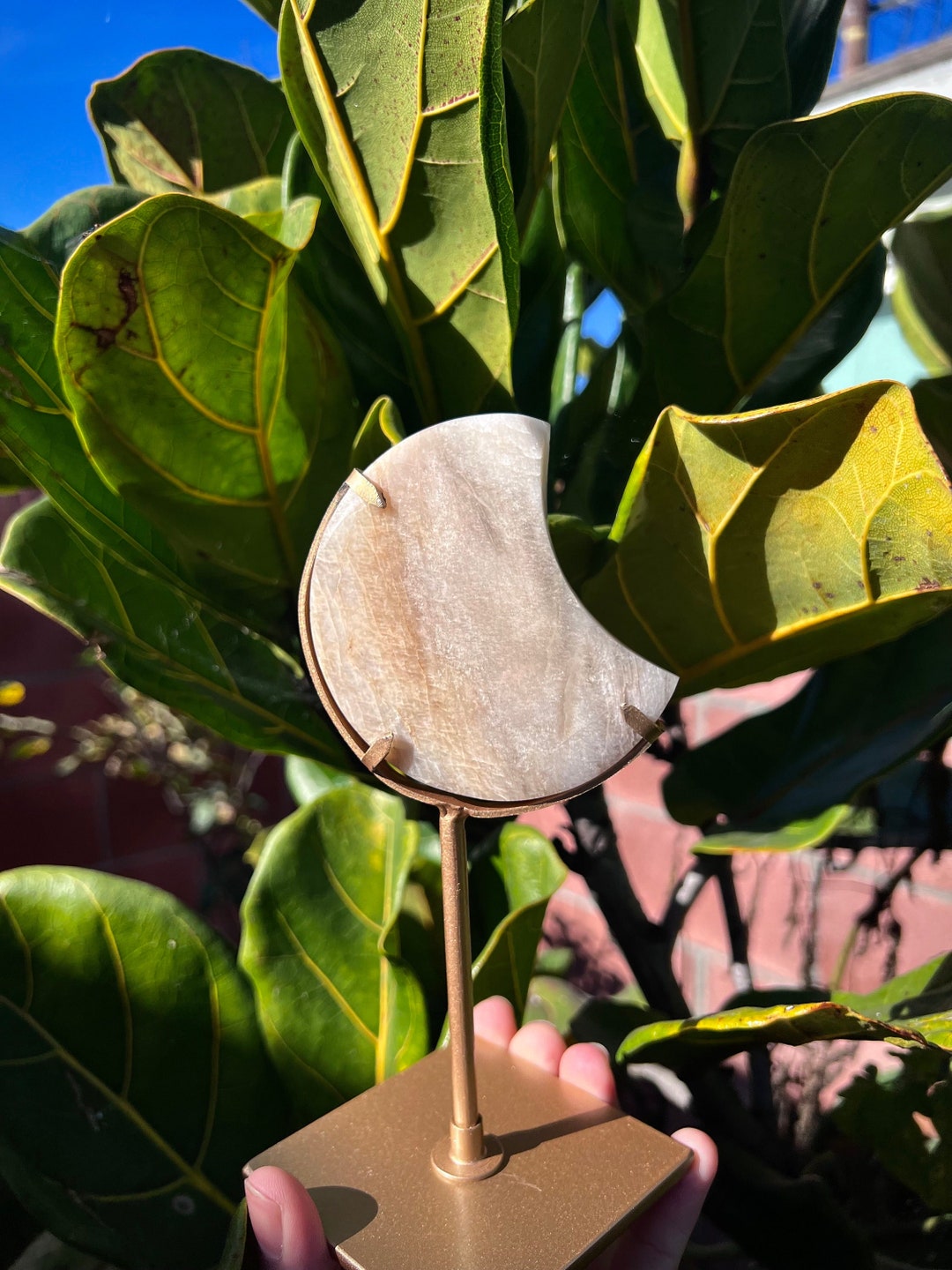White Moonstone Moon W/ Metal Stand (0.94lbs) - Etsy