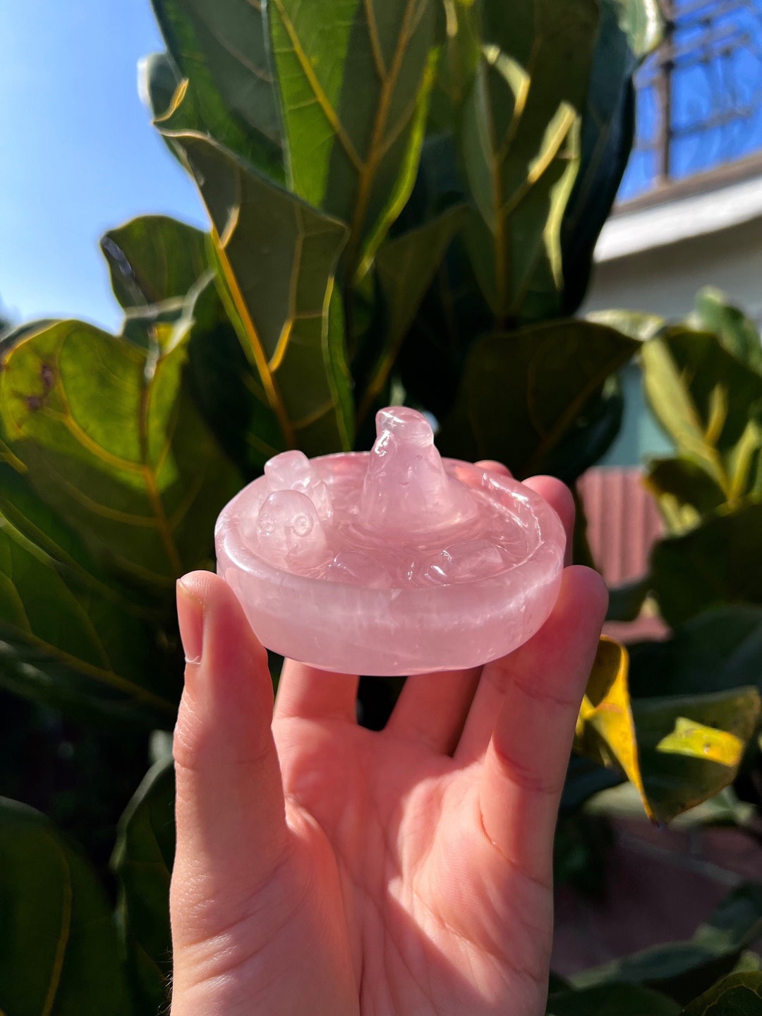 Spirited Away Chibi No Face in Bathhouse Pool - Rose Quartz Carving (0 ...