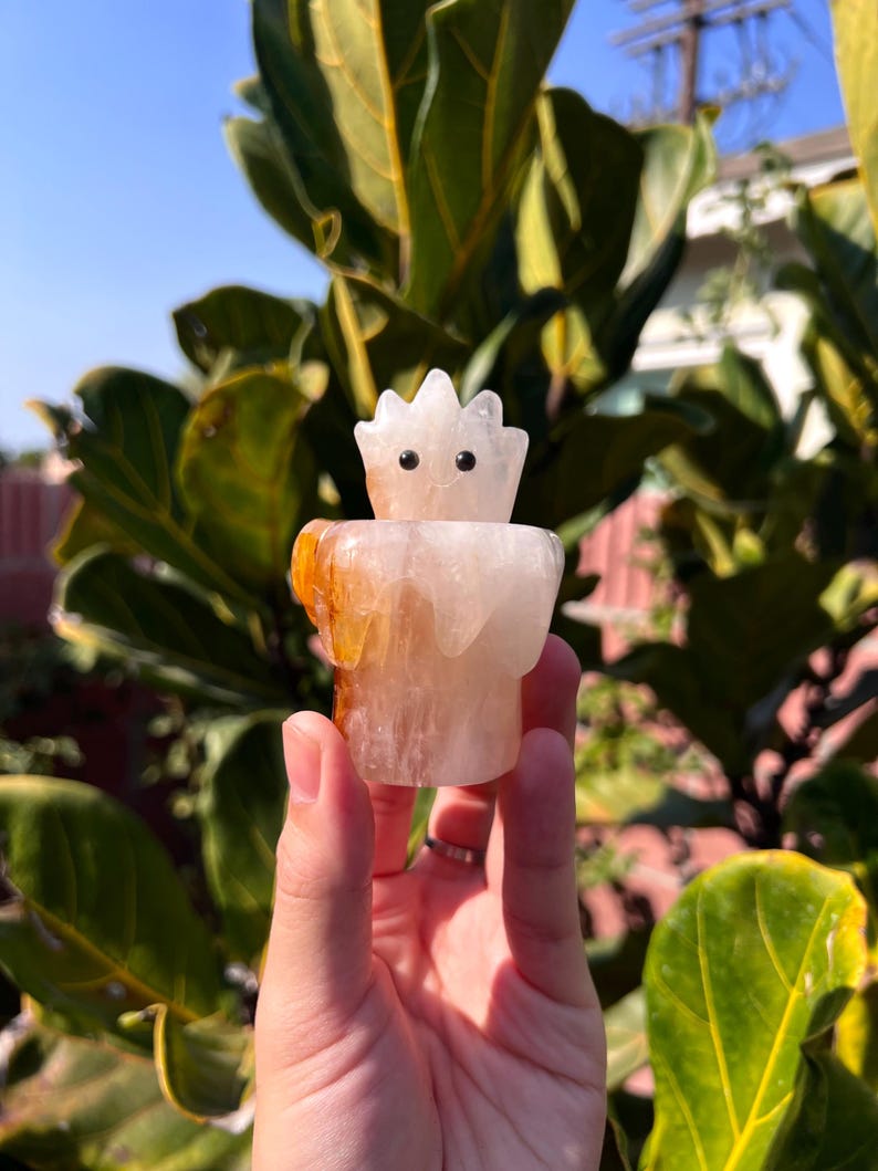 Howl's Moving Castle Baby Calcifer Candle Crystal Carving - Golden ...