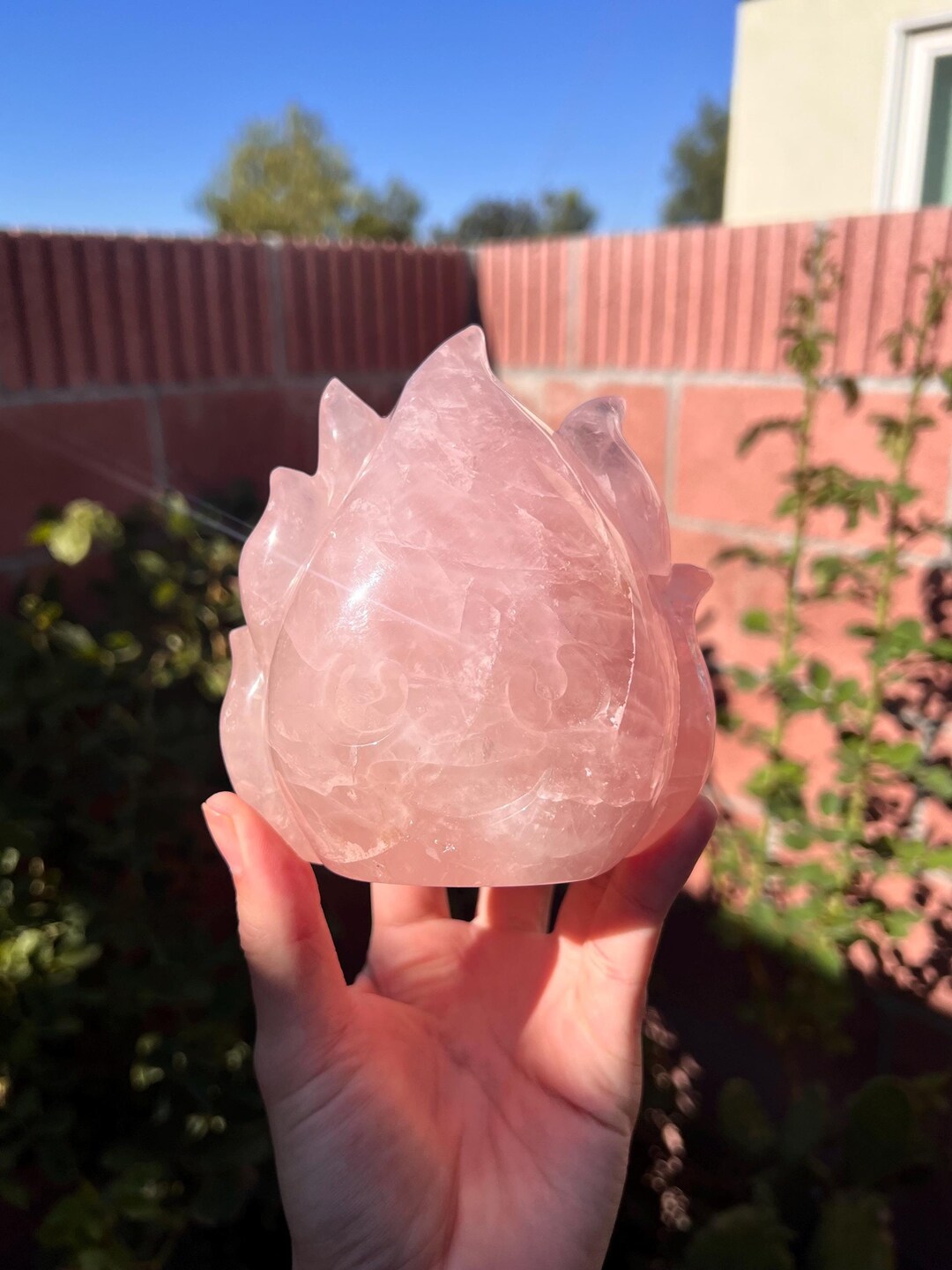 Howl's Moving Castle Calcifer Crystal Carving - Star Rose Quartz (3lbs ...