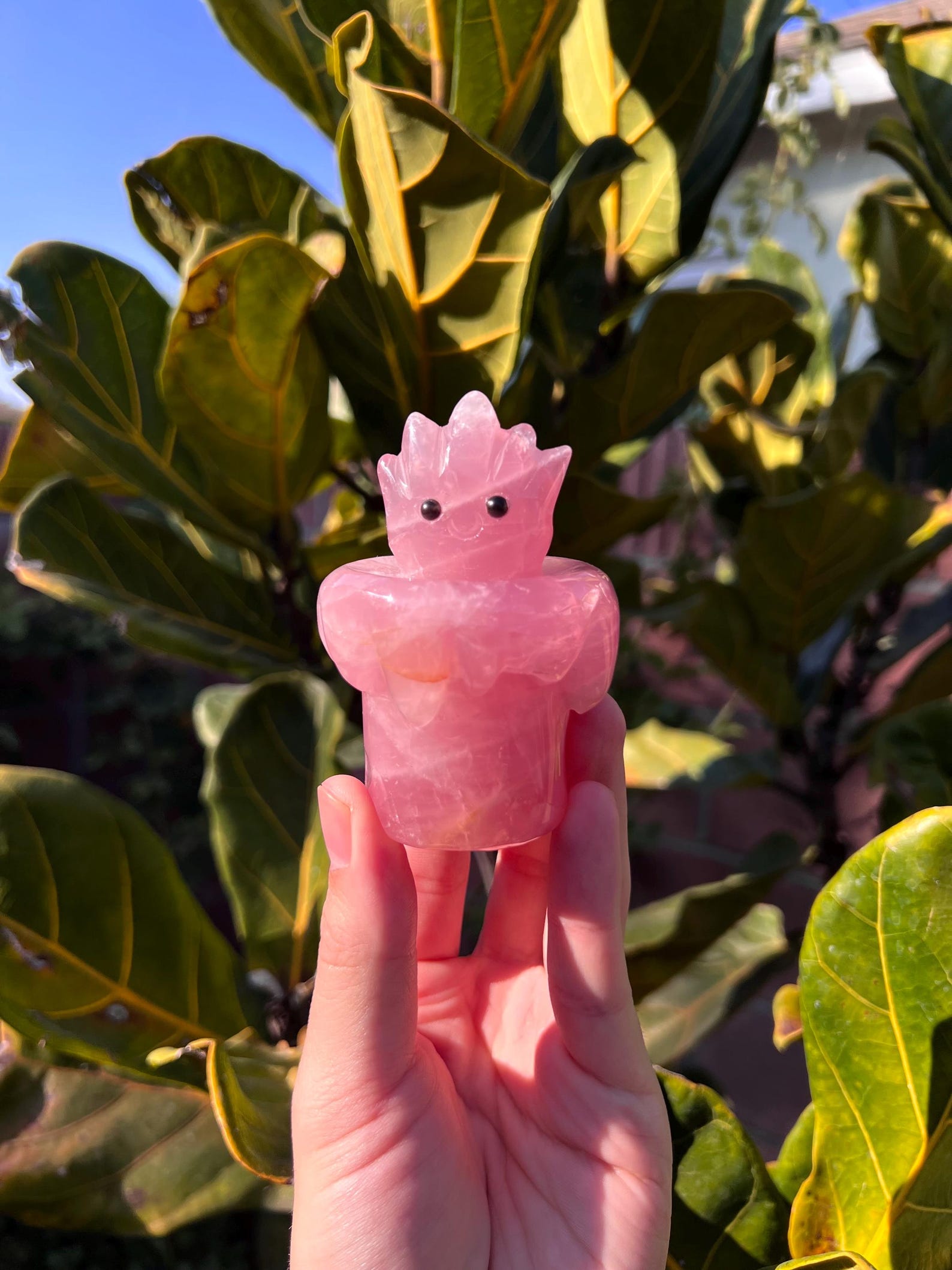 Howl's Moving Castle Baby Calcifer Candle Crystal Carving - Rose Quartz ...
