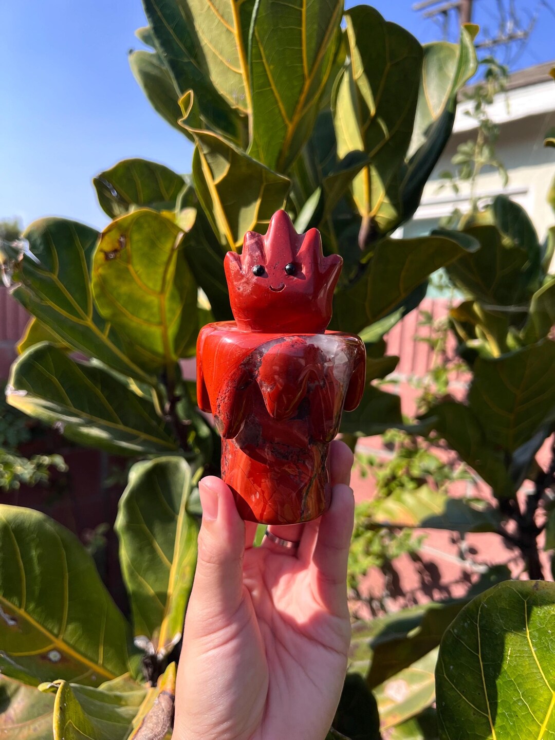 Howl's Moving Castle Calcifer Candle Crystal Carving - Red Jasper (~1 ...