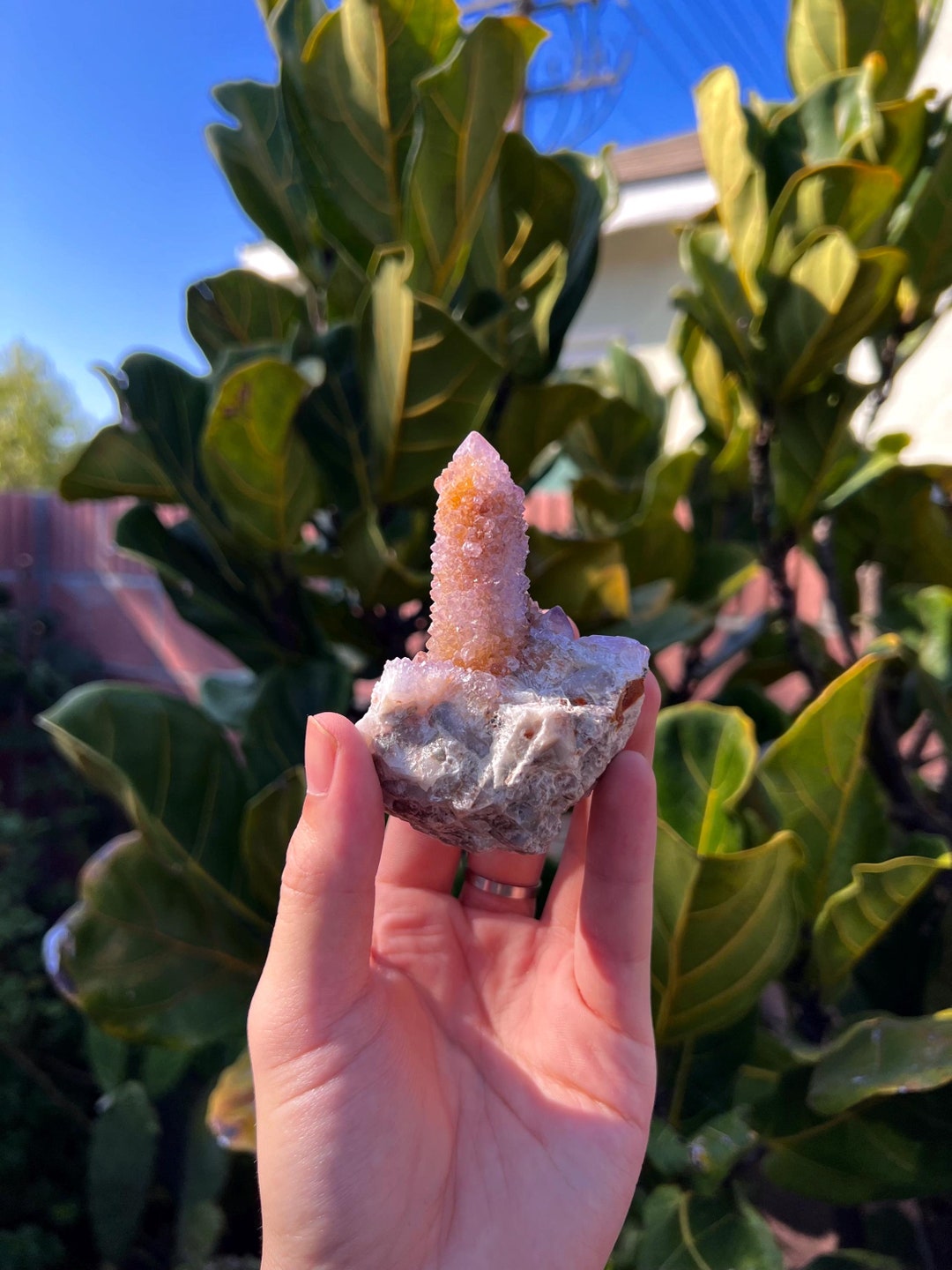 Spirit Quartz Stalactite Specimen W/ Yellow Hematoid & Record Keeper ...