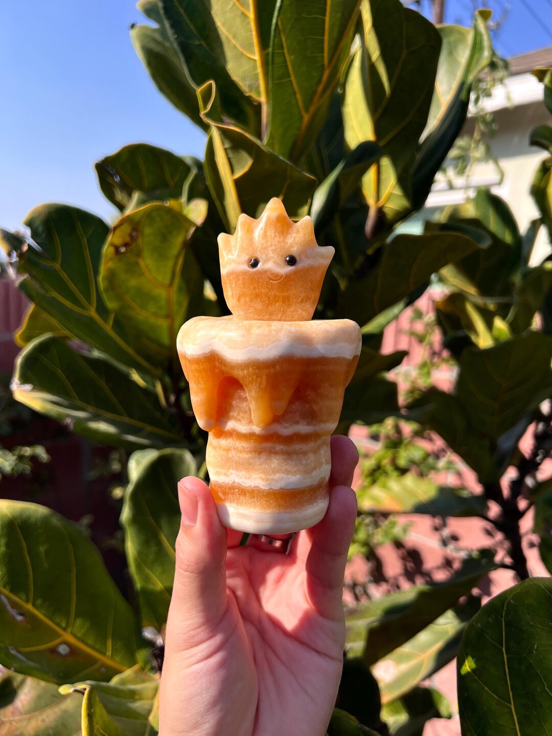 Howl's Moving Castle Calcifer Candle Crystal Carving - Orange Calcite ...