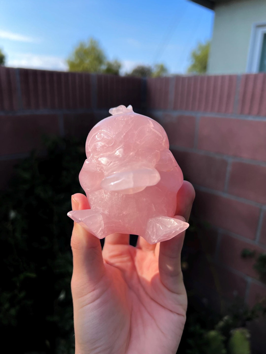 Psyduck Pokemon Crystal Figure - Star Rose Quartz (~1lb) - Etsy