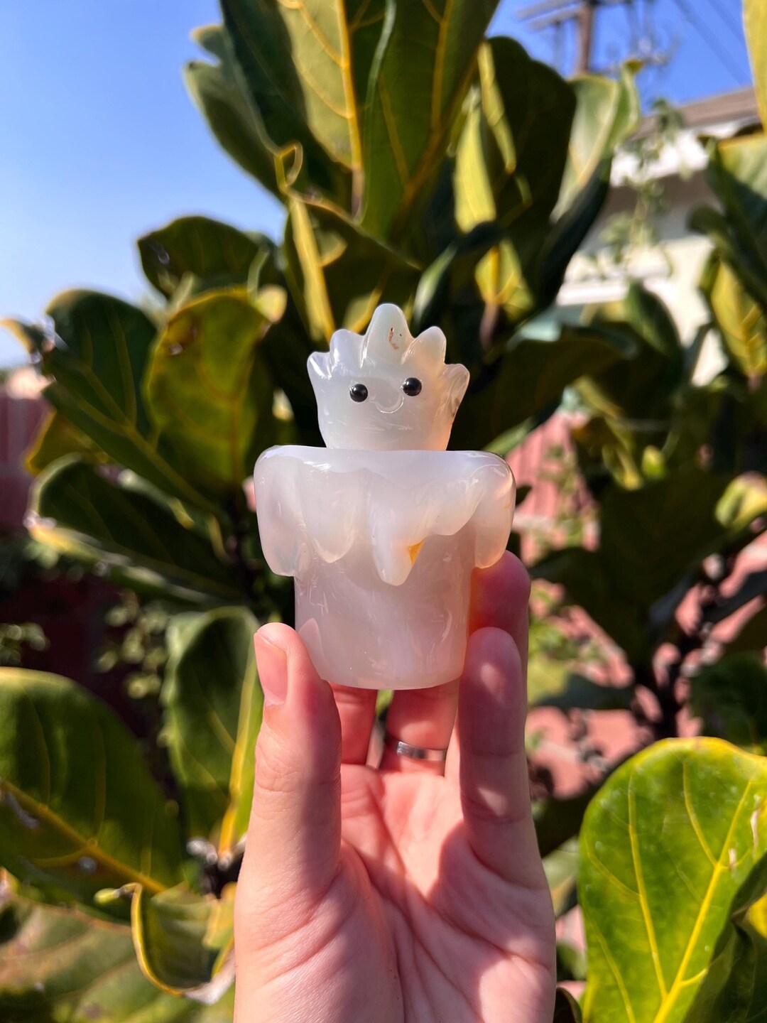 Howl's Moving Castle Baby Calcifer Candle Crystal Carving - Agate (0 ...