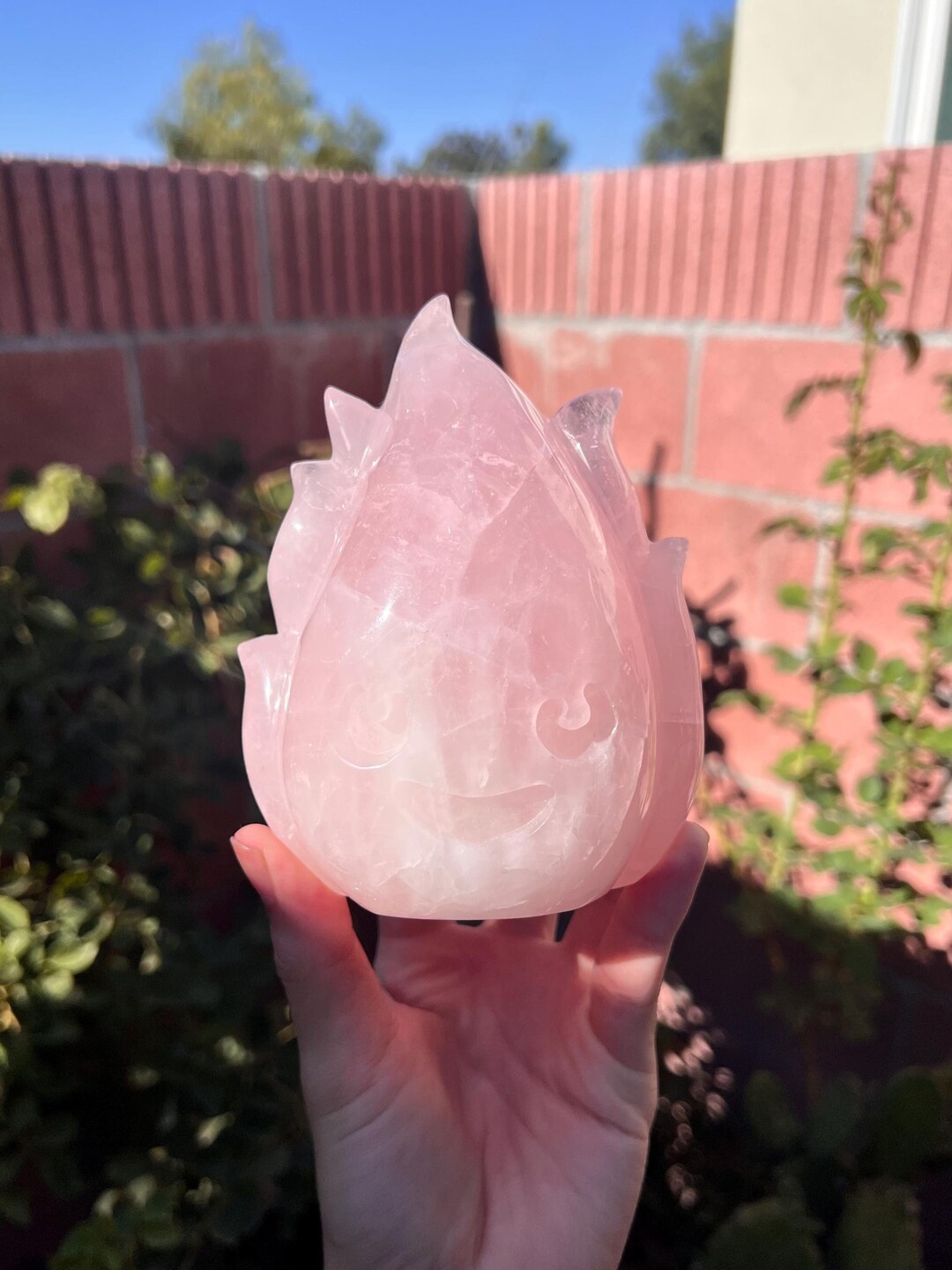 Howl's Moving Castle Calcifer Crystal Carving - Star Rose Quartz (3lbs ...