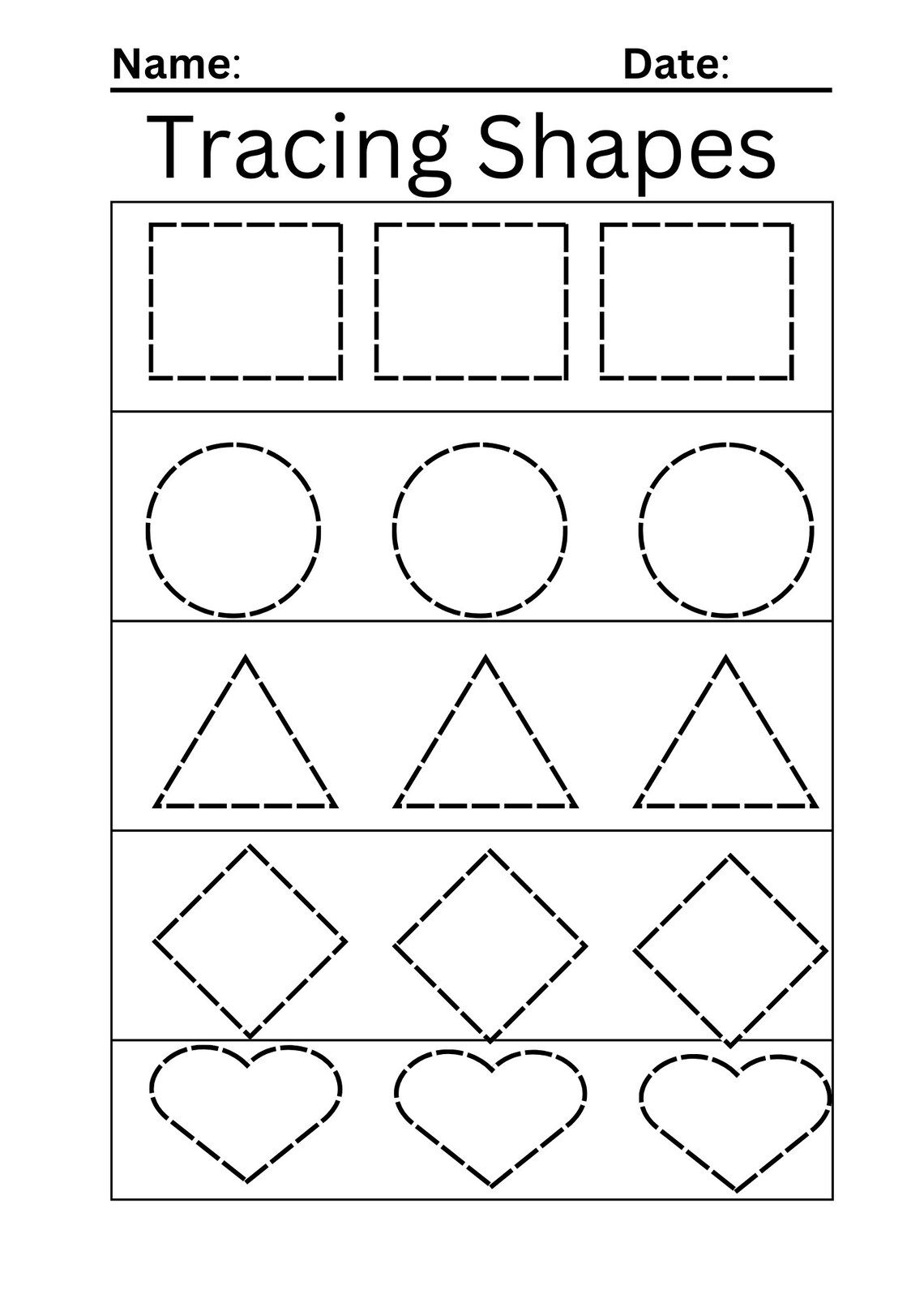 Preschool Shapes and Lines - Trace the Shapes and Lines- Printable ...