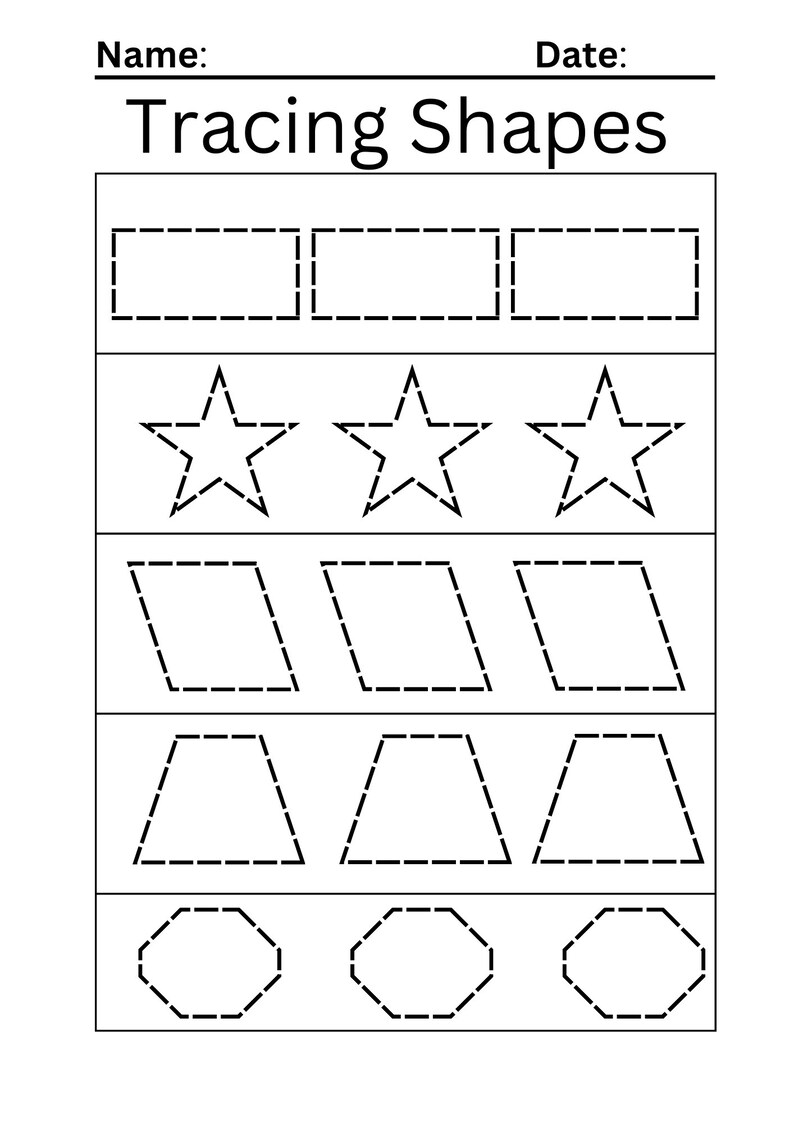 Preschool Shapes and Lines - Trace the Shapes and Lines- Printable ...