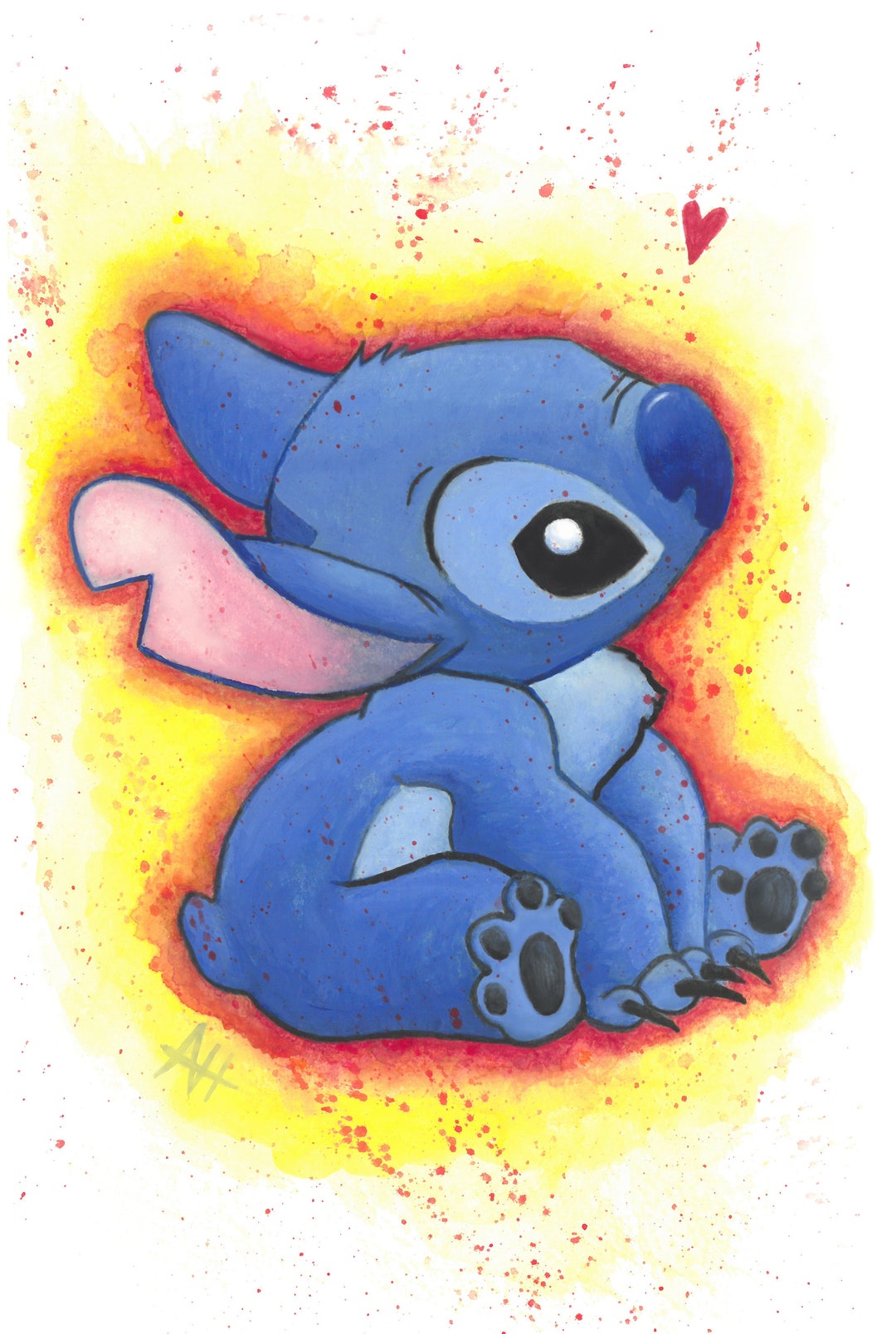 Disney Stitch Watercolor Print - Etsy