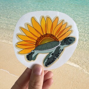 Green Sunflower Sea Turtle Sticker - Etsy