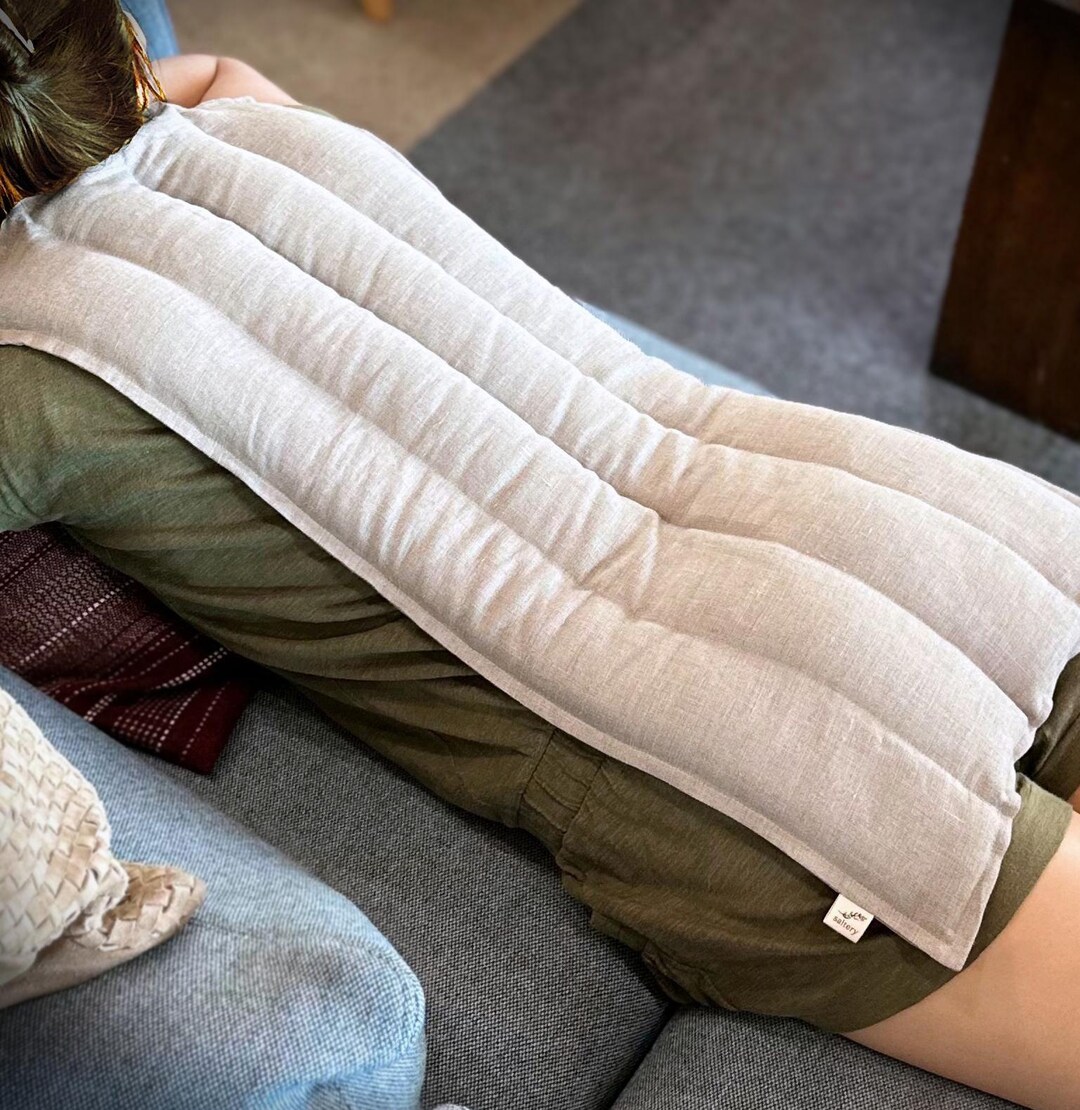 XXL Linen Full Body Heating Pad: Lavender Rice Flaxseed Fill, Hot Cold ...