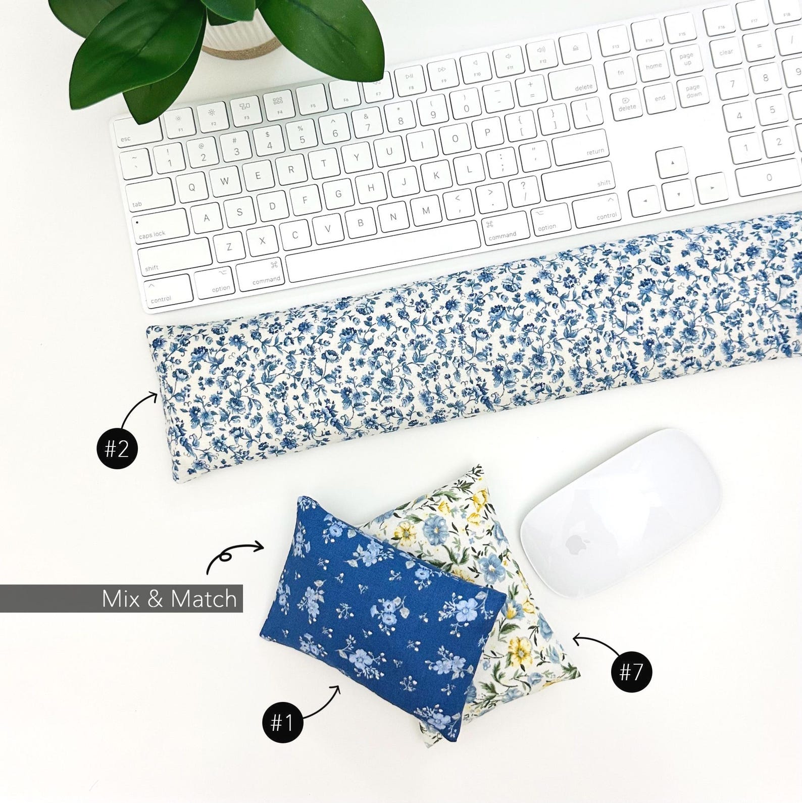 Floral Cotton Keyboard Wrist Rest Gift Set: Lavender Scented, Washable ...