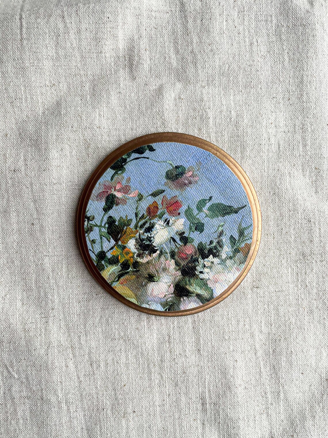 Miniature Oil Painting, Small Floral Painting, Maximalist Decor, Tiny ...