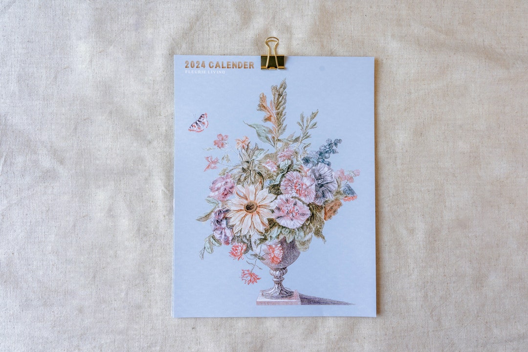 2024 Floral Wall Calendar, Watercolor Calendar, Nature, Botanical ...