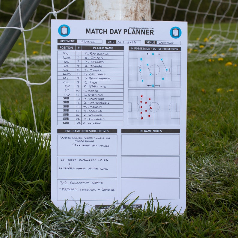 Football Match Day Planner - Football Coaching Notepad | the Coaches ...