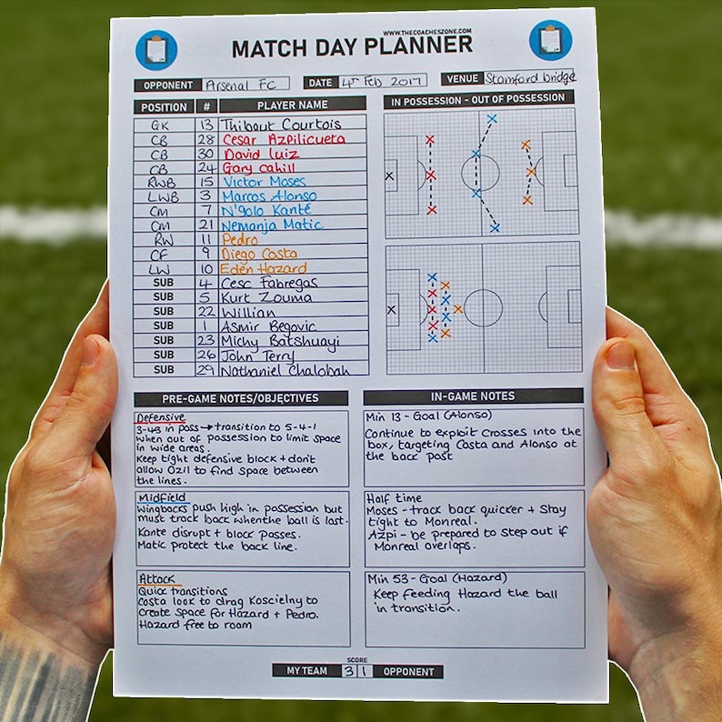 Football Match Day Planner - Football Coaching Notepad | the Coaches ...