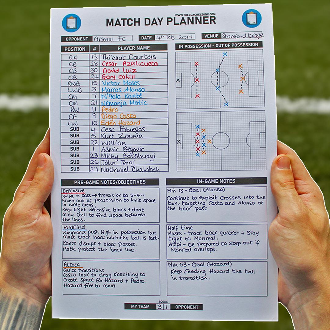 Football Match Day Planner - Football Coaching Notepad | the Coaches ...