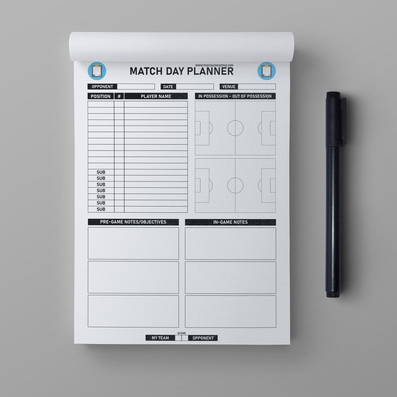 Football Match Day Planner - Football Coaching Notepad | the Coaches ...
