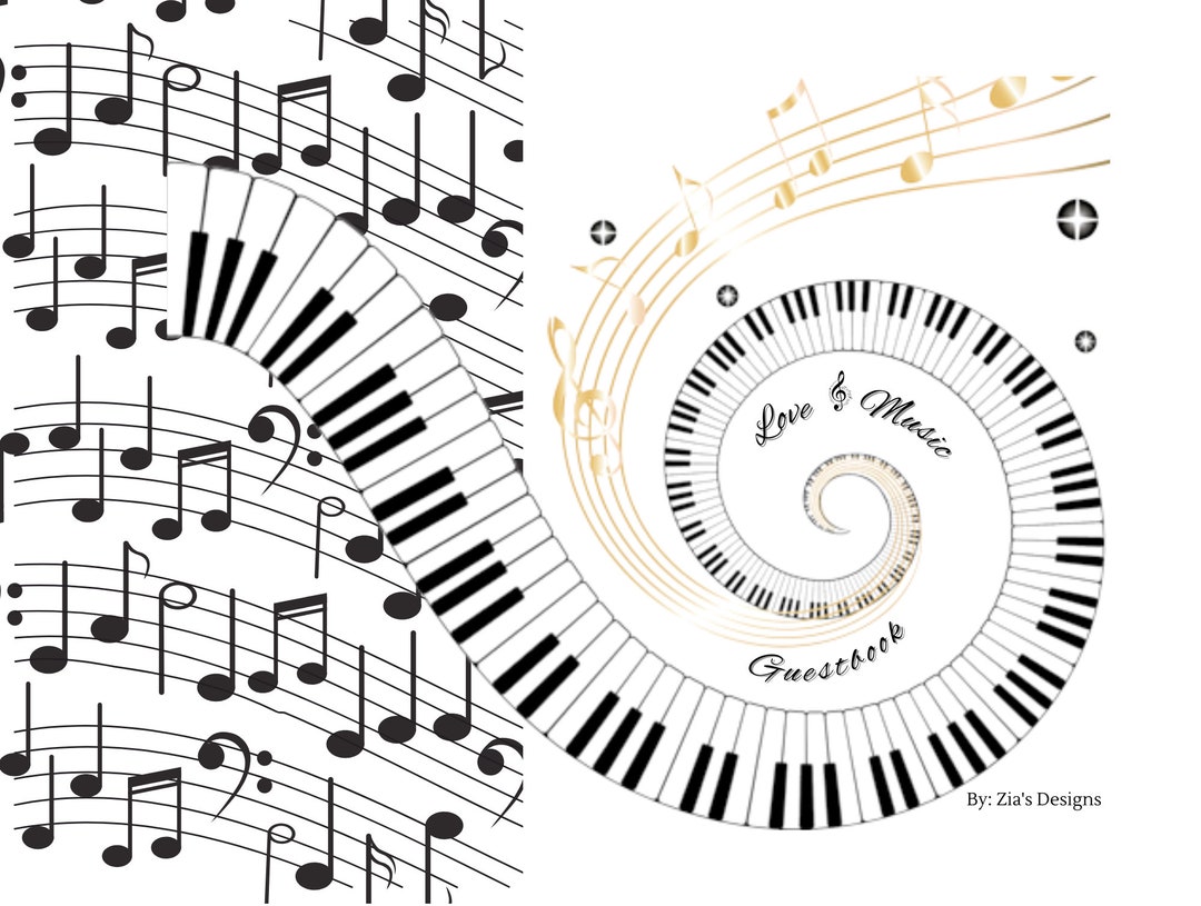 Personalized Music Theme Guest Book – Hardcover, 8x11 - Etsy