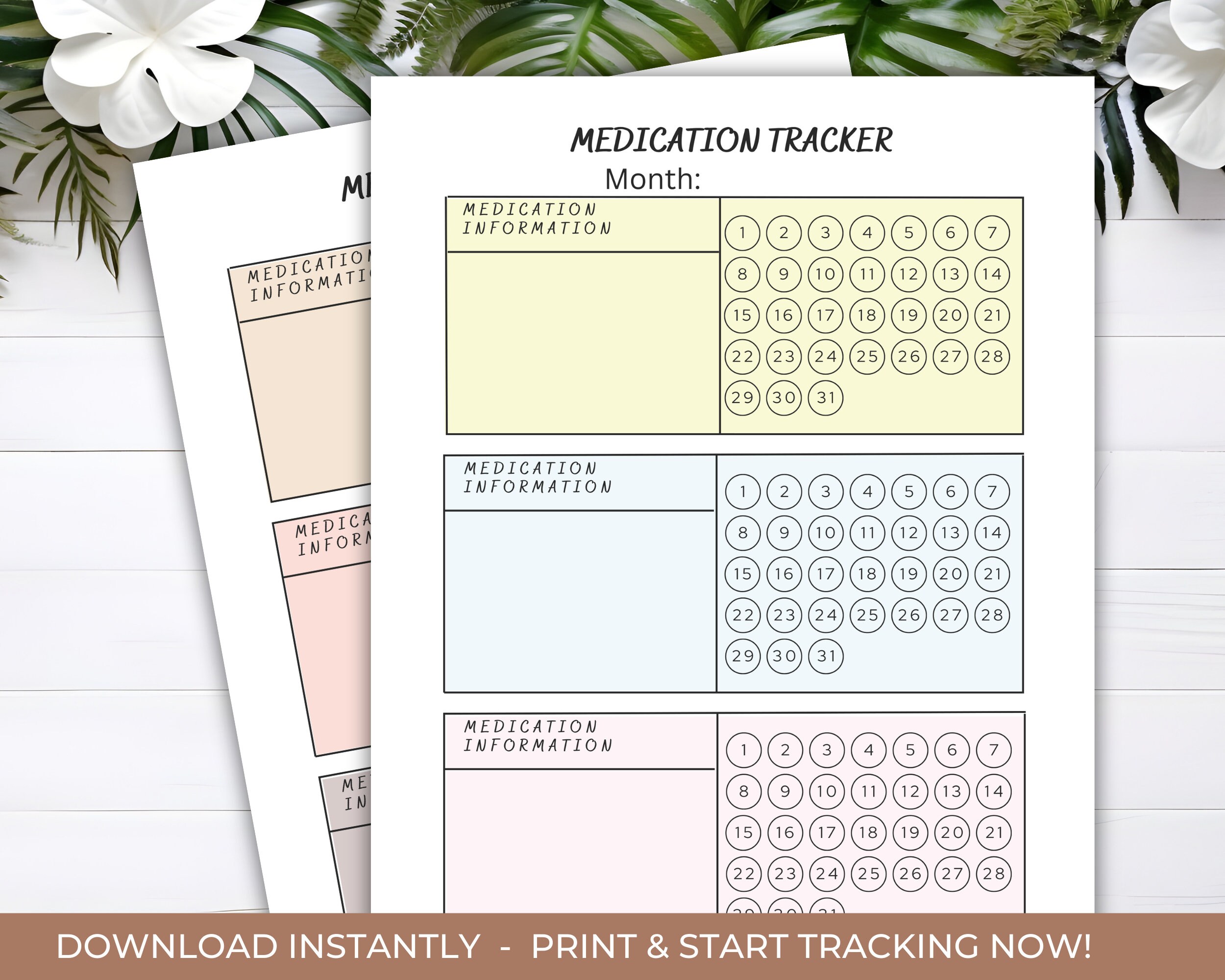 Monthly Medication Tracker, Printable Medication Tracker, Medical ...