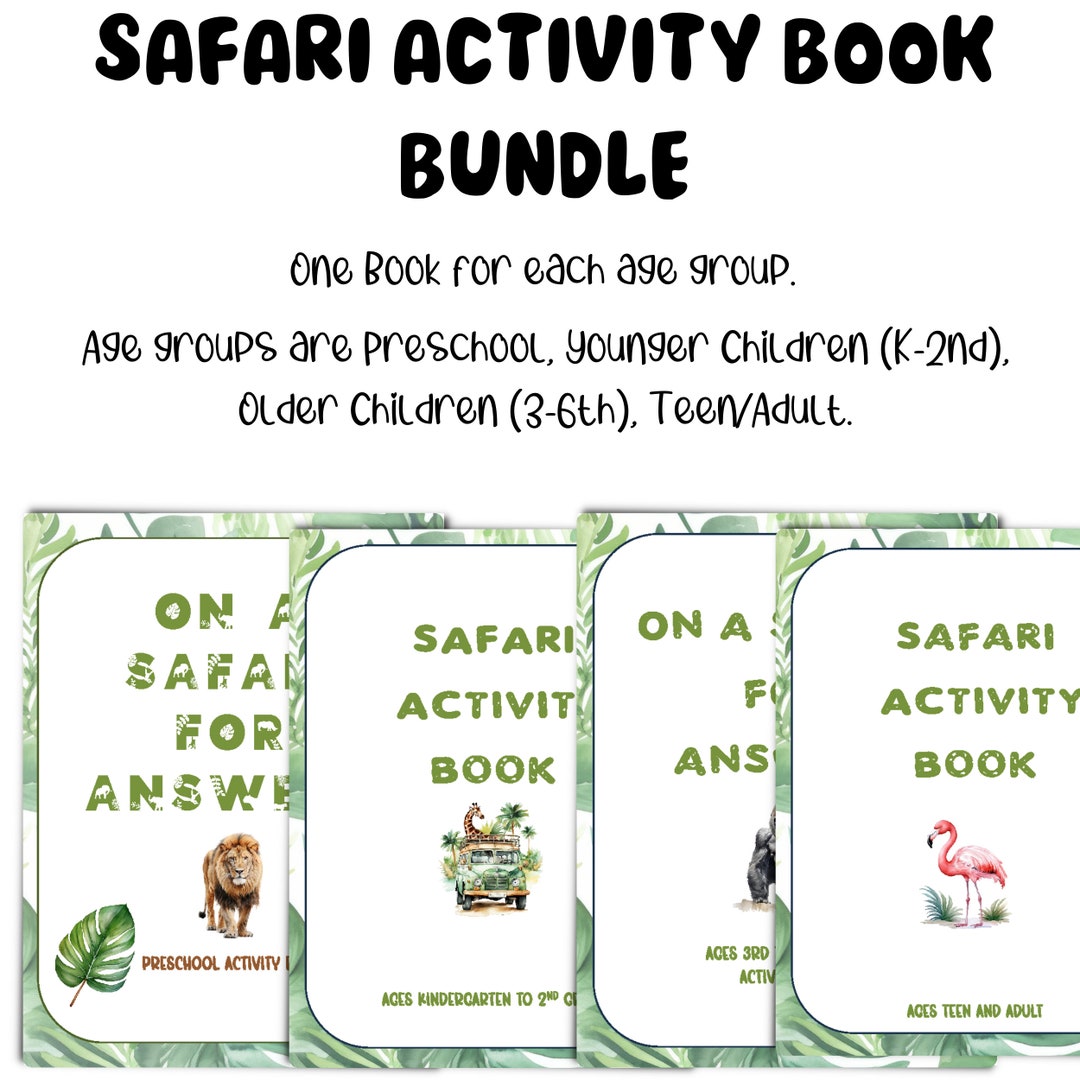 Safari Activity Book Bundle, All Ages, Games and Puzzles - Etsy