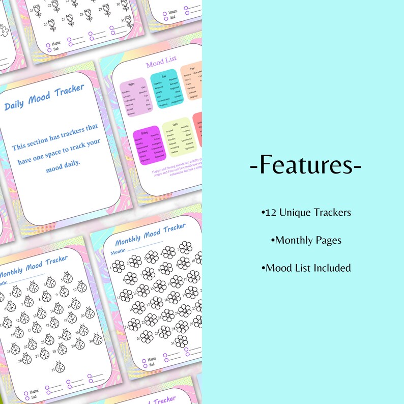 Daily Monthly Mood Tracker Bundle: 12 Months of Unique Pages - Etsy