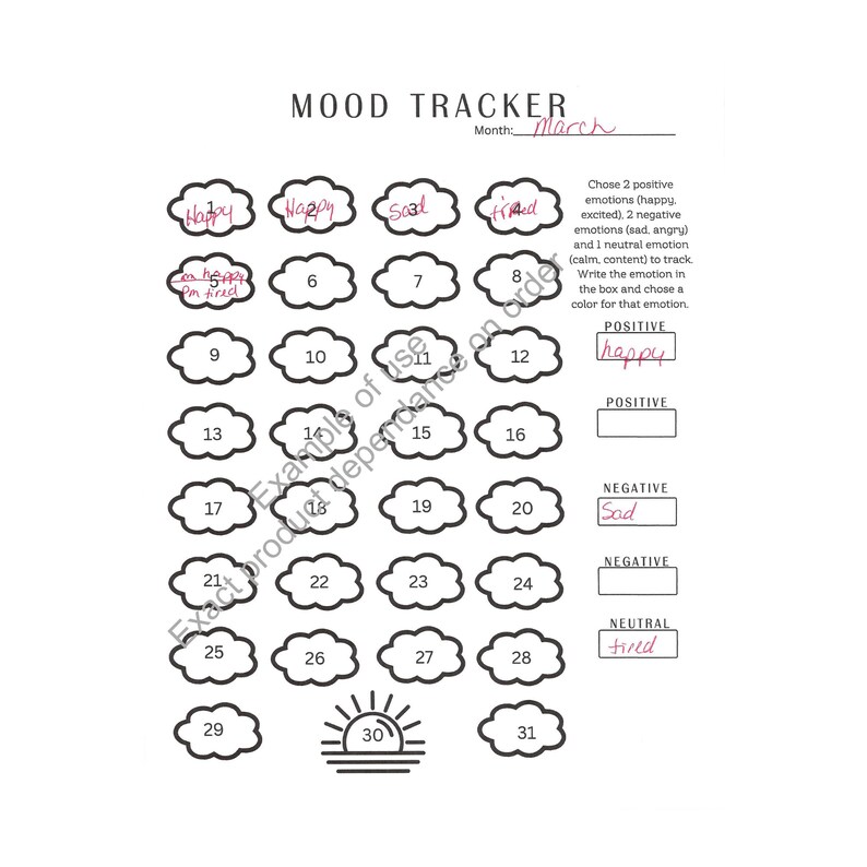 Raindrops Mood Tracker Printable | Mental Health Journal (PDF) - Etsy