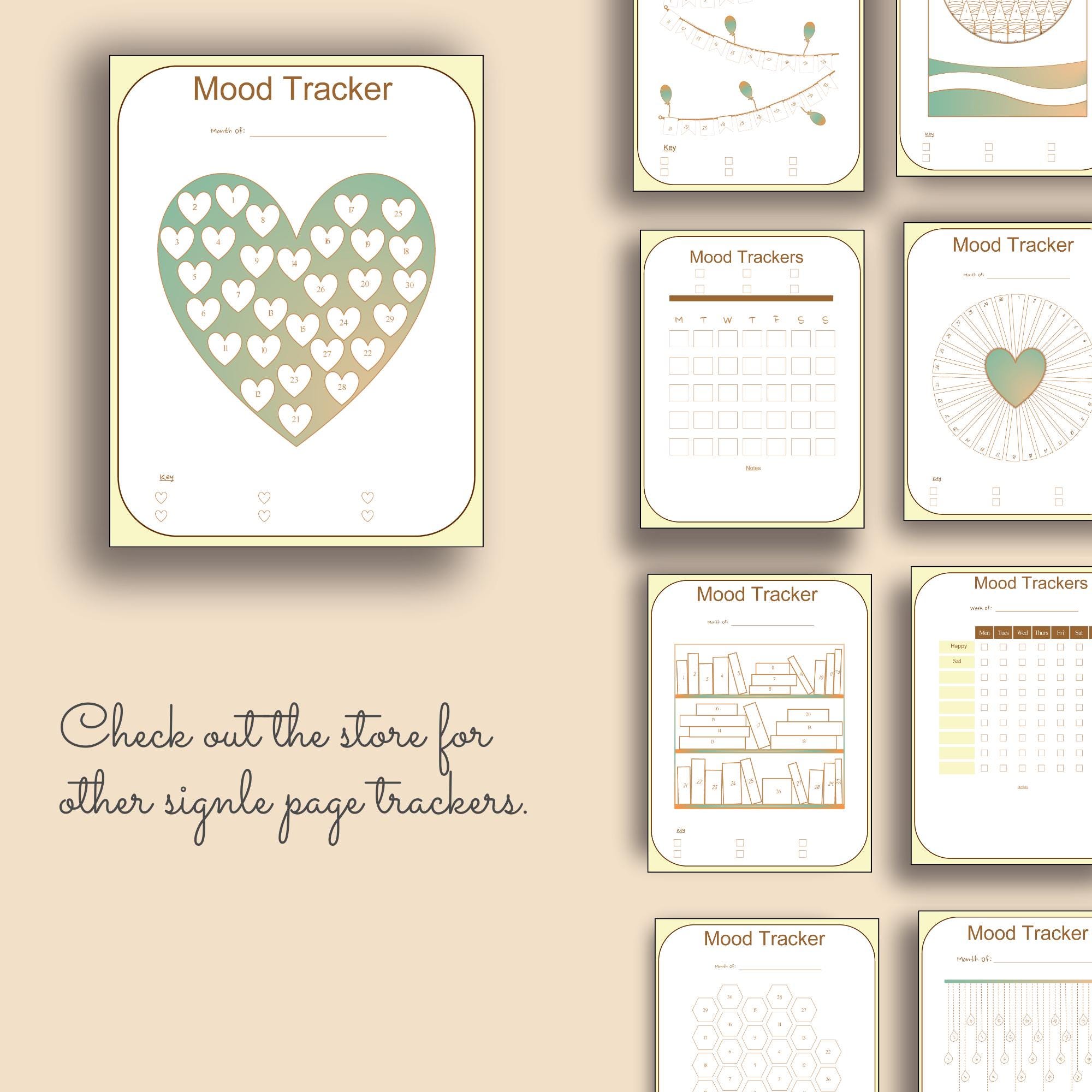 Heart Mood Tracker Printable | 30-day Monthly Emotion Chart | Self-care ...
