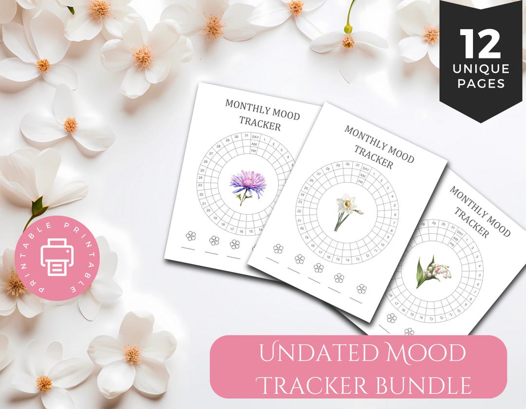 Birth Flower Mood Tracker Bundle - Printable Daily Emotional Journal ...